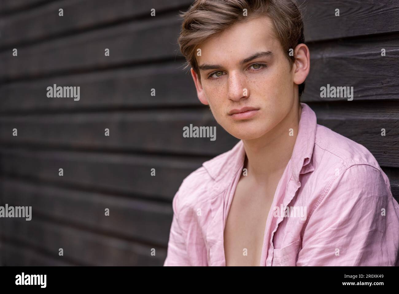 Handsome teenager teen male boy teen young adult outdoor portrait Stock ...