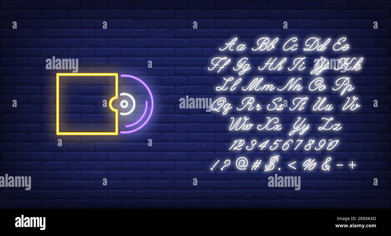 Vinyl record and cover neon sign Stock Vector Image & Art - Alamy