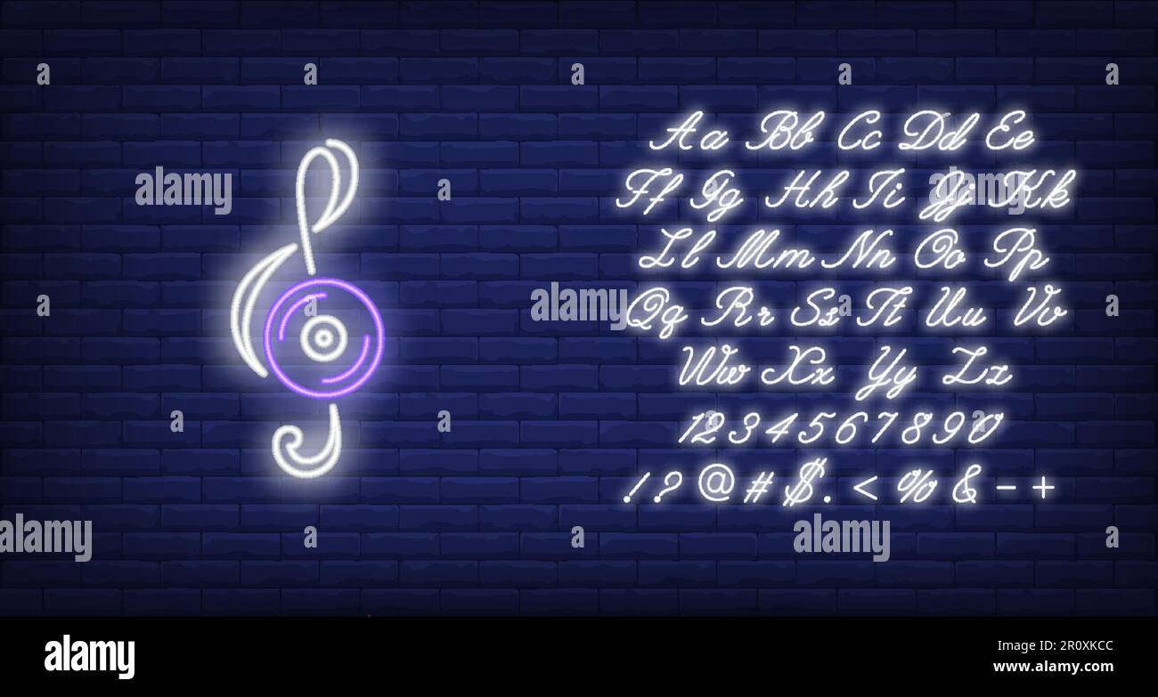 Treble clef and vinyl record neon sign Stock Vector Image & Art - Alamy