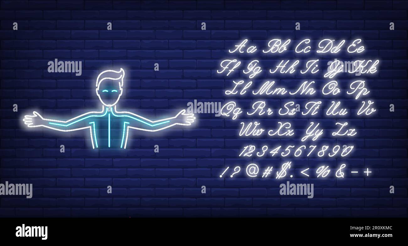 Guy with open arms neon sign Stock Vector Image & Art - Alamy