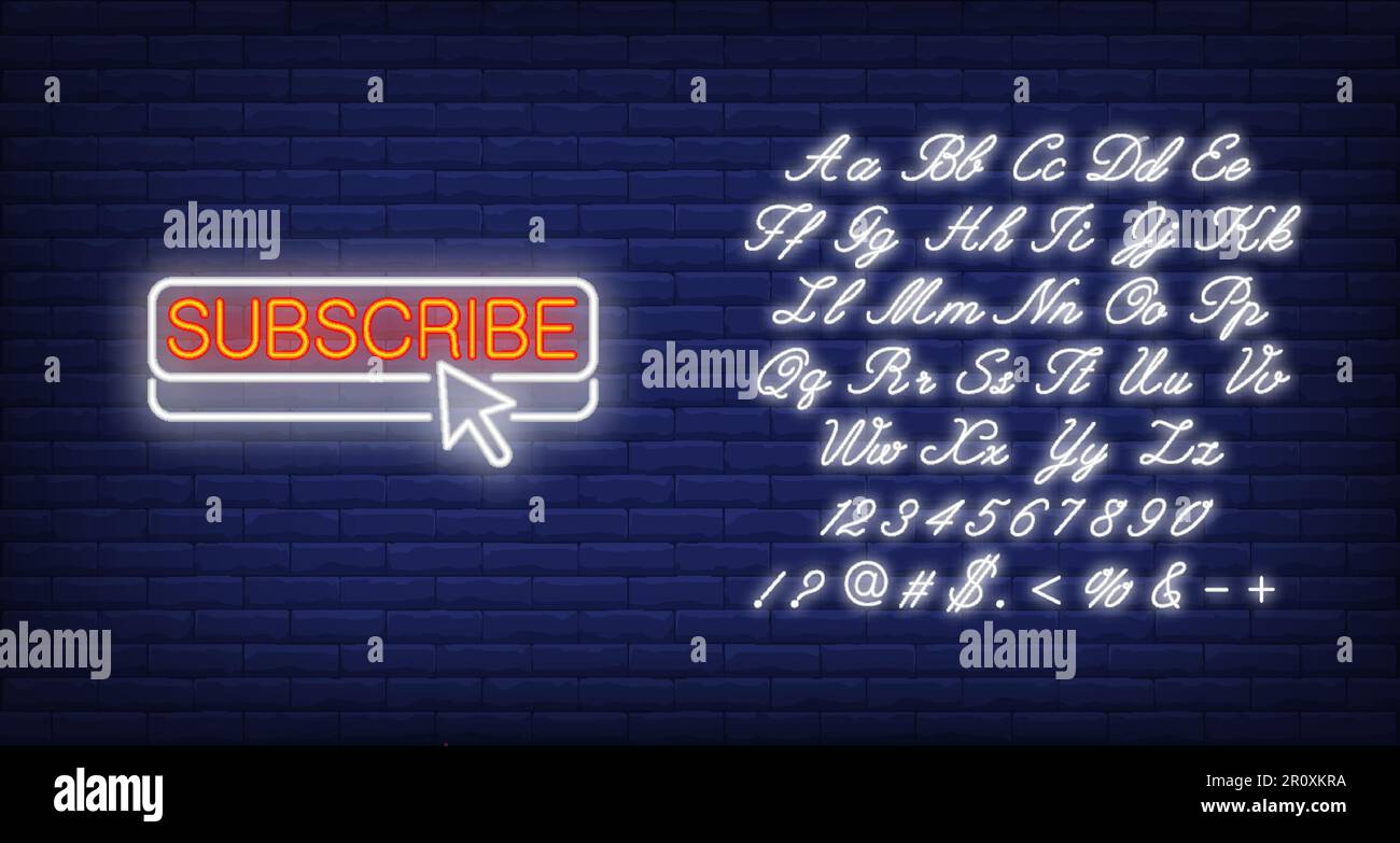 Subscribe button neon sign Stock Vector Image & Art - Alamy