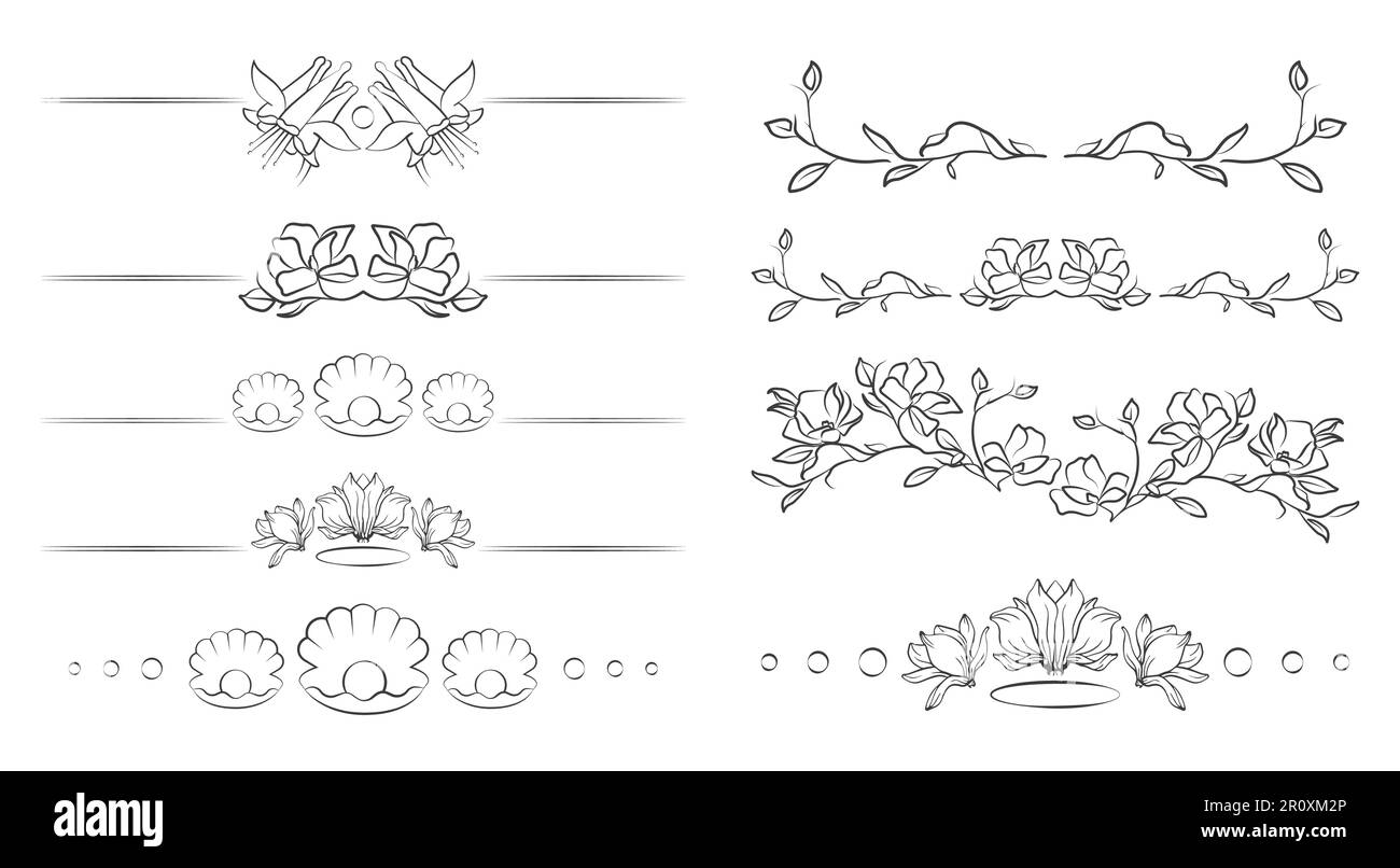Calligraphic design elements border set. Isolated vector illustration ...