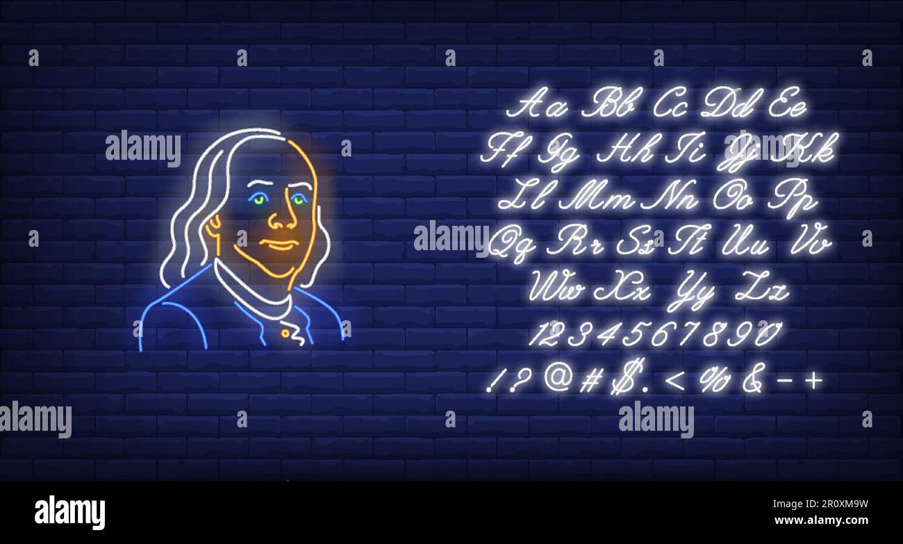 Benjamin Franklin silhouette neon sign Stock Vector Image & Art - Alamy