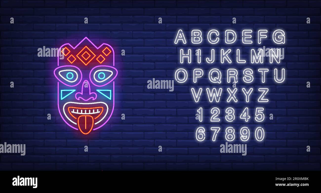 Colorful tribal mask neon sign Stock Vector Image & Art - Alamy