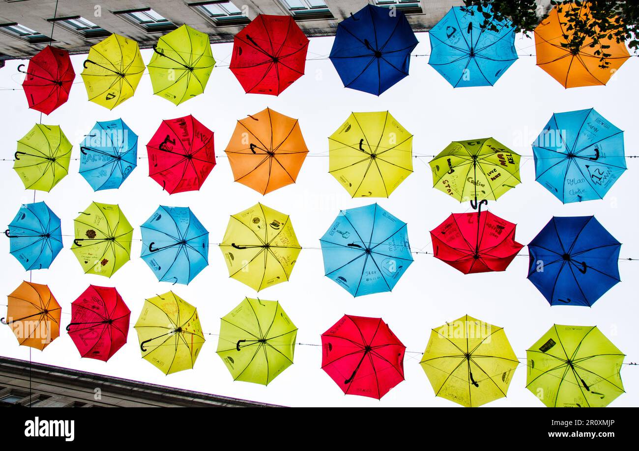 Suspended umbrellas hi-res stock photography and images - Alamy