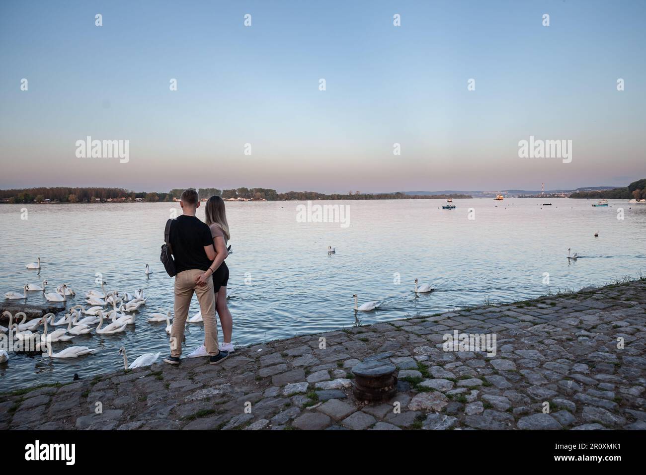 Picture of a panorama of Zemunski kej, in Zemun, belgrade, Serbia, with ...