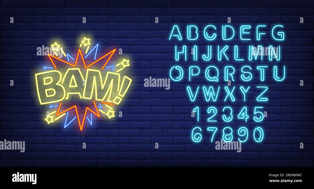 Bam lettering neon sign Stock Vector Image & Art - Alamy
