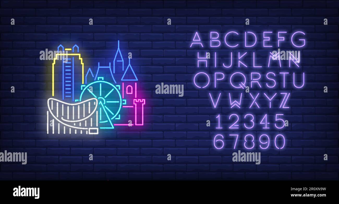 Orlando city buildings and Disneyland neon sign Stock Vector Image & Art - Alamy