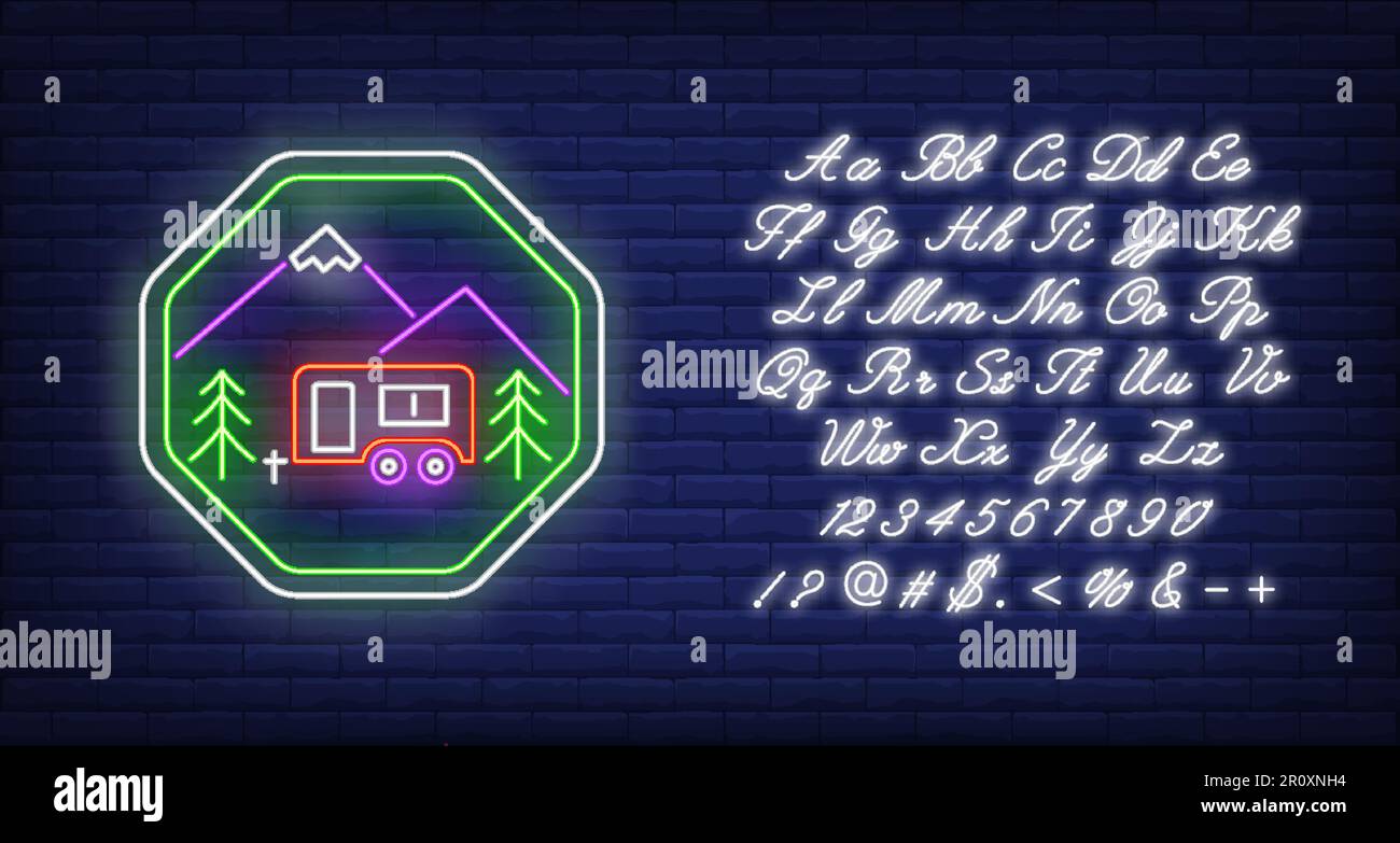 Camping truck neon sign Stock Vector Image & Art - Alamy