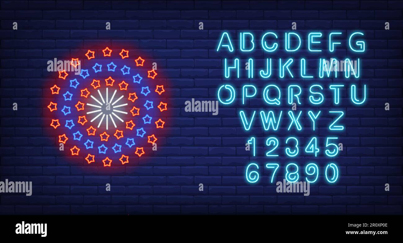 Circle of red and blue stars neon sign Stock Vector Image & Art - Alamy