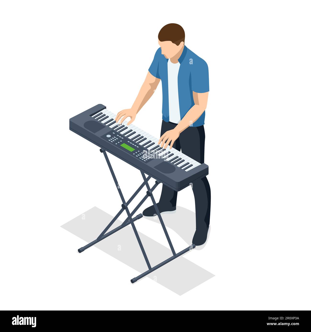 Isometric Synthesizer Synthesizer Analog Sound Man Playing Digital