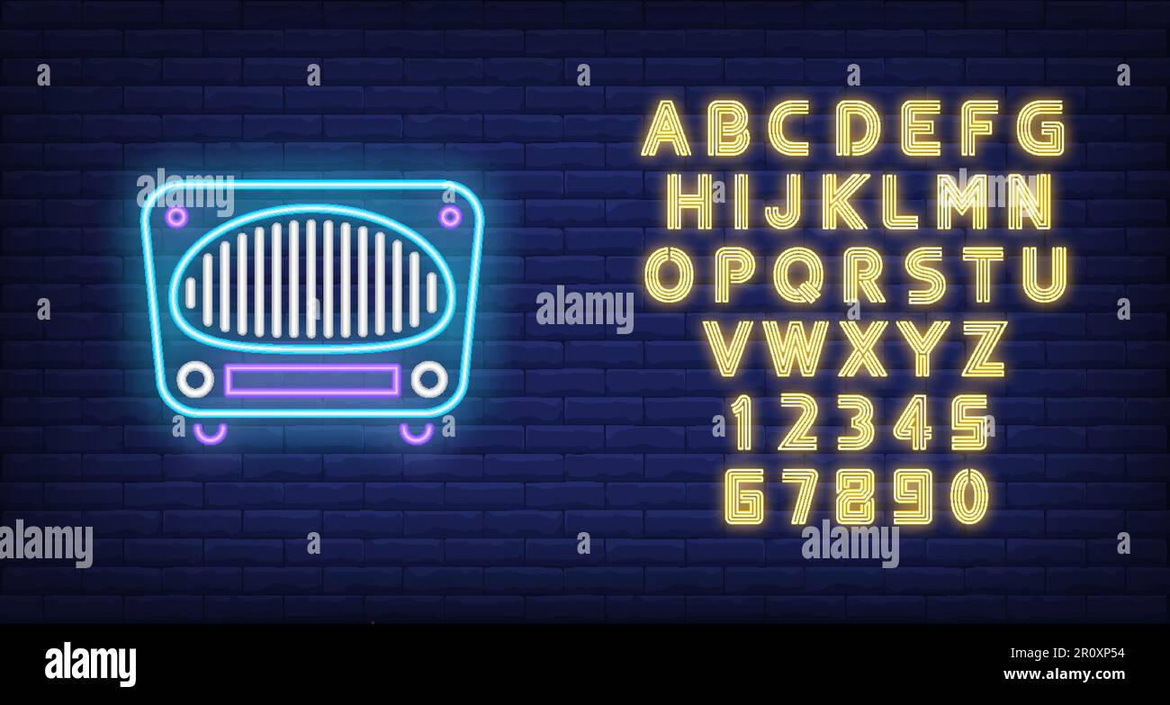Old radio neon sign Stock Vector Image & Art - Alamy