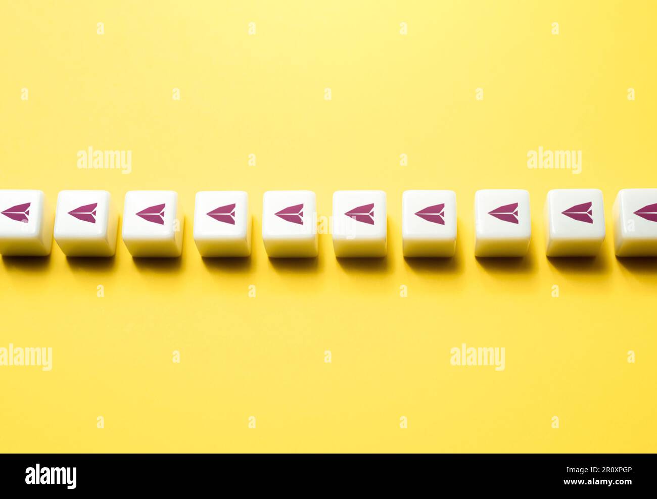 Symbols of paper airplanes on blocks. Set course, make your way. Keep ...