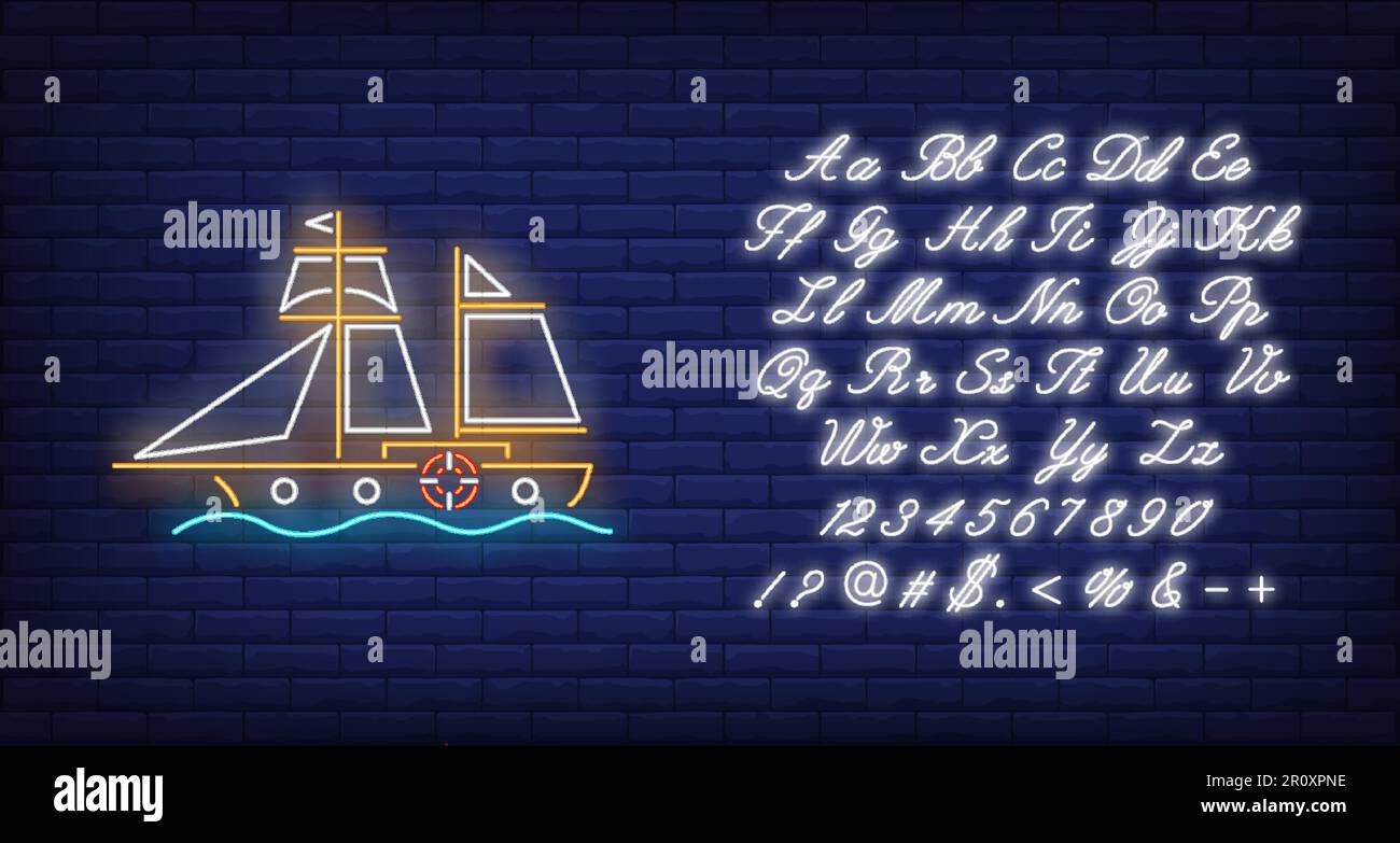 Sailing ship in sea neon sign Stock Vector Image & Art - Alamy