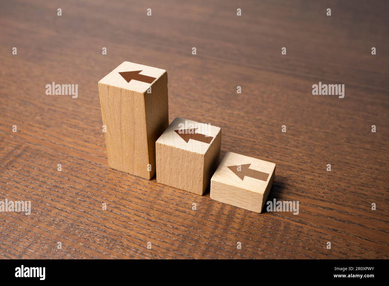 Growth and new heights. Blocks with ascending arrows. Uptrend. Upward ...