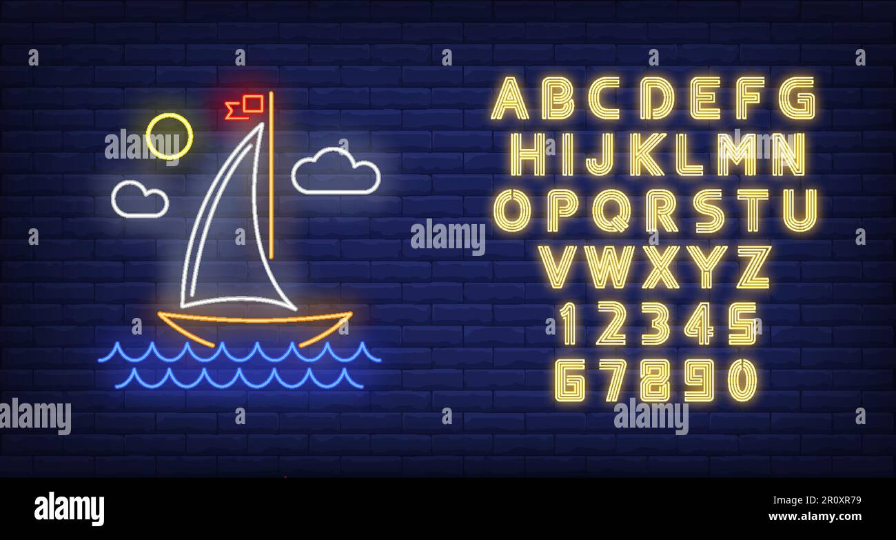 Cartoon sailing ship neon sign Stock Vector Image & Art - Alamy