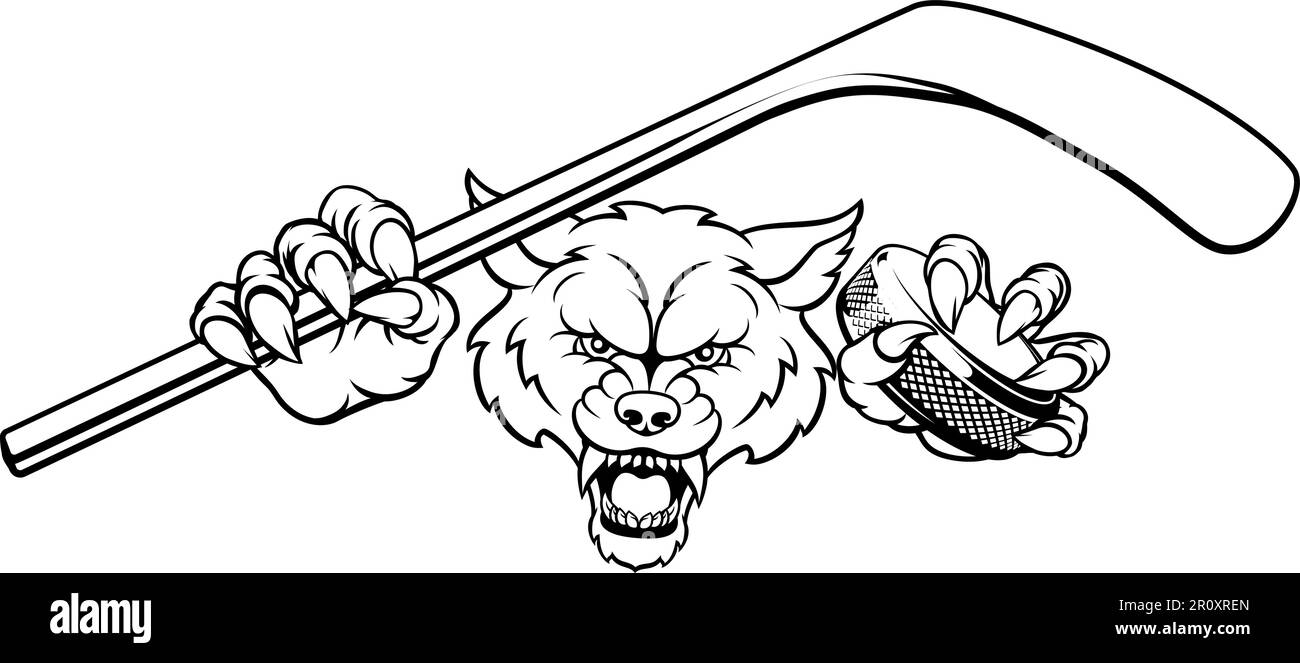 Wolf Ice Hockey Player Animal Sports Mascot Stock Vector Image & Art ...