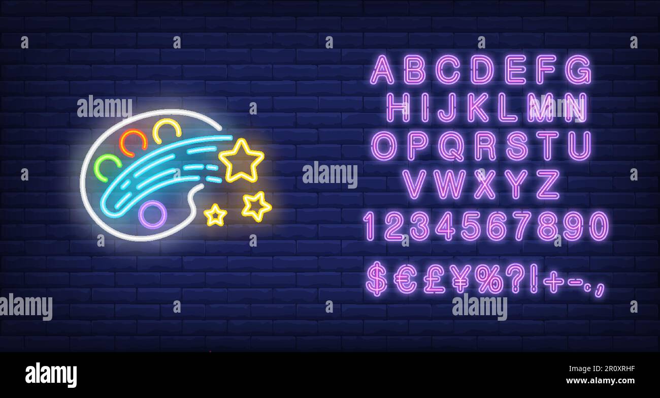 Palette and stars neon sign Stock Vector Image & Art - Alamy