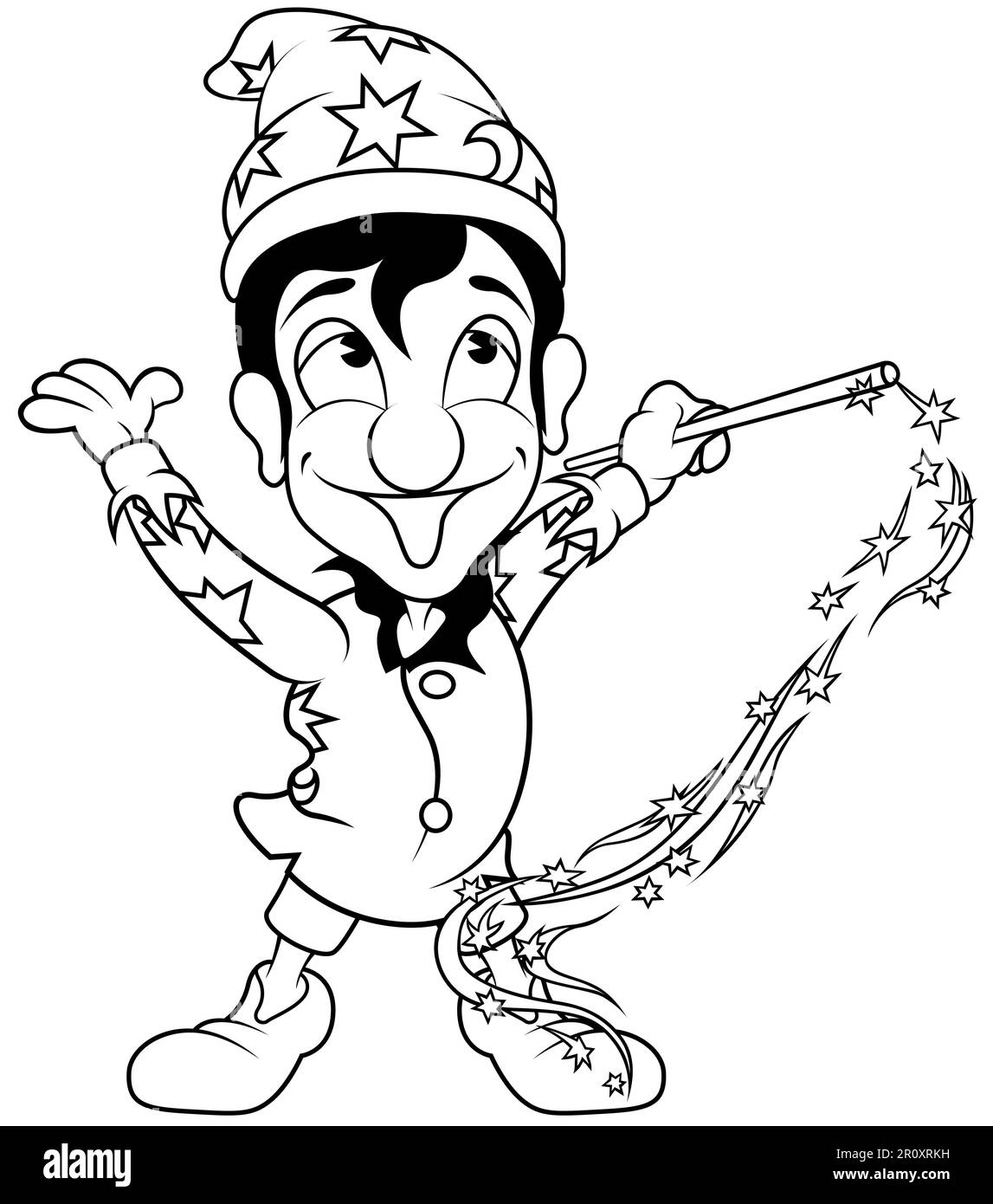 Drawing of a Magician with a Magic Wand Stock Vector Image & Art - Alamy