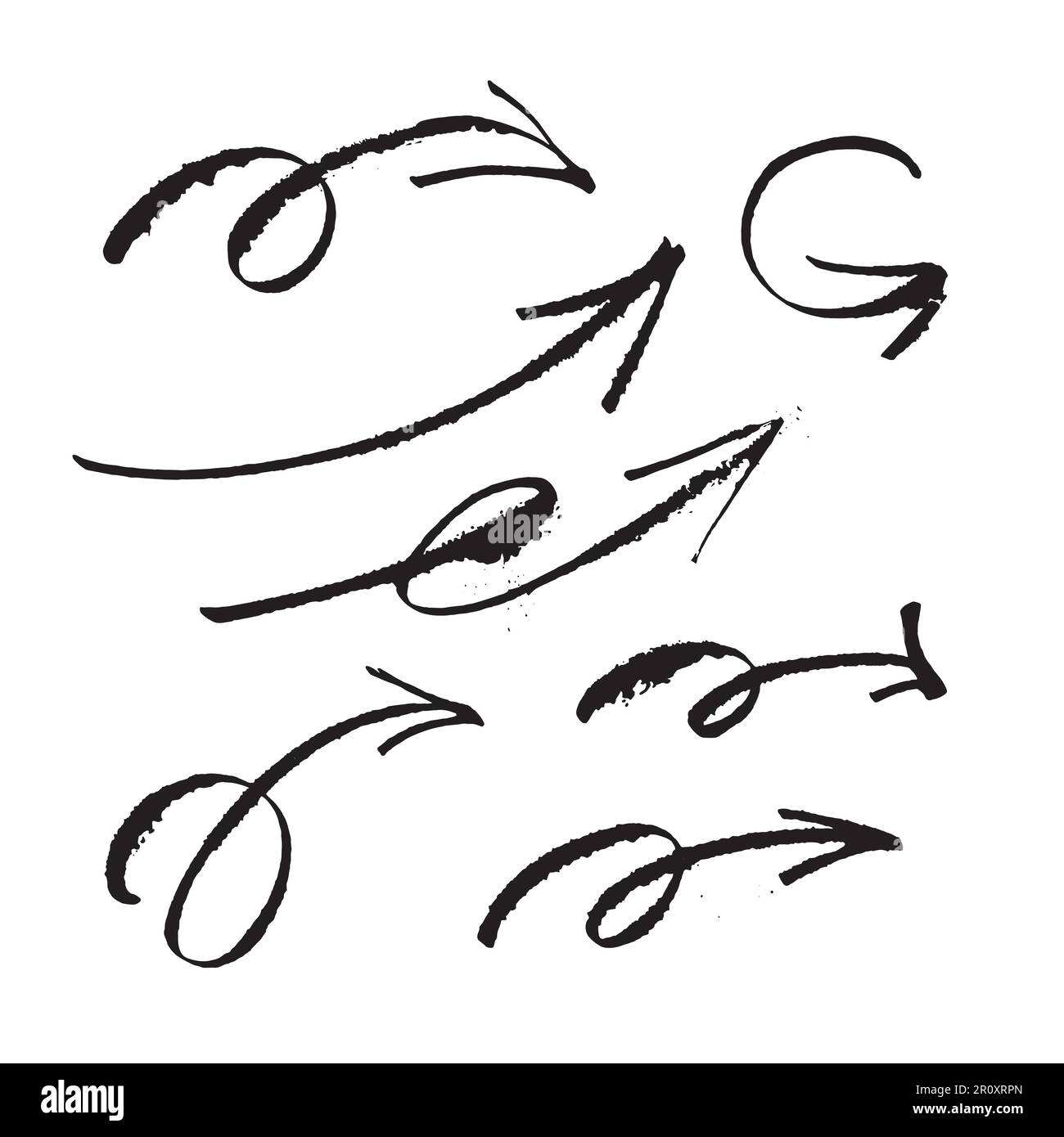 Vector illustration: arrows hand drawn with strokes of paint with ...