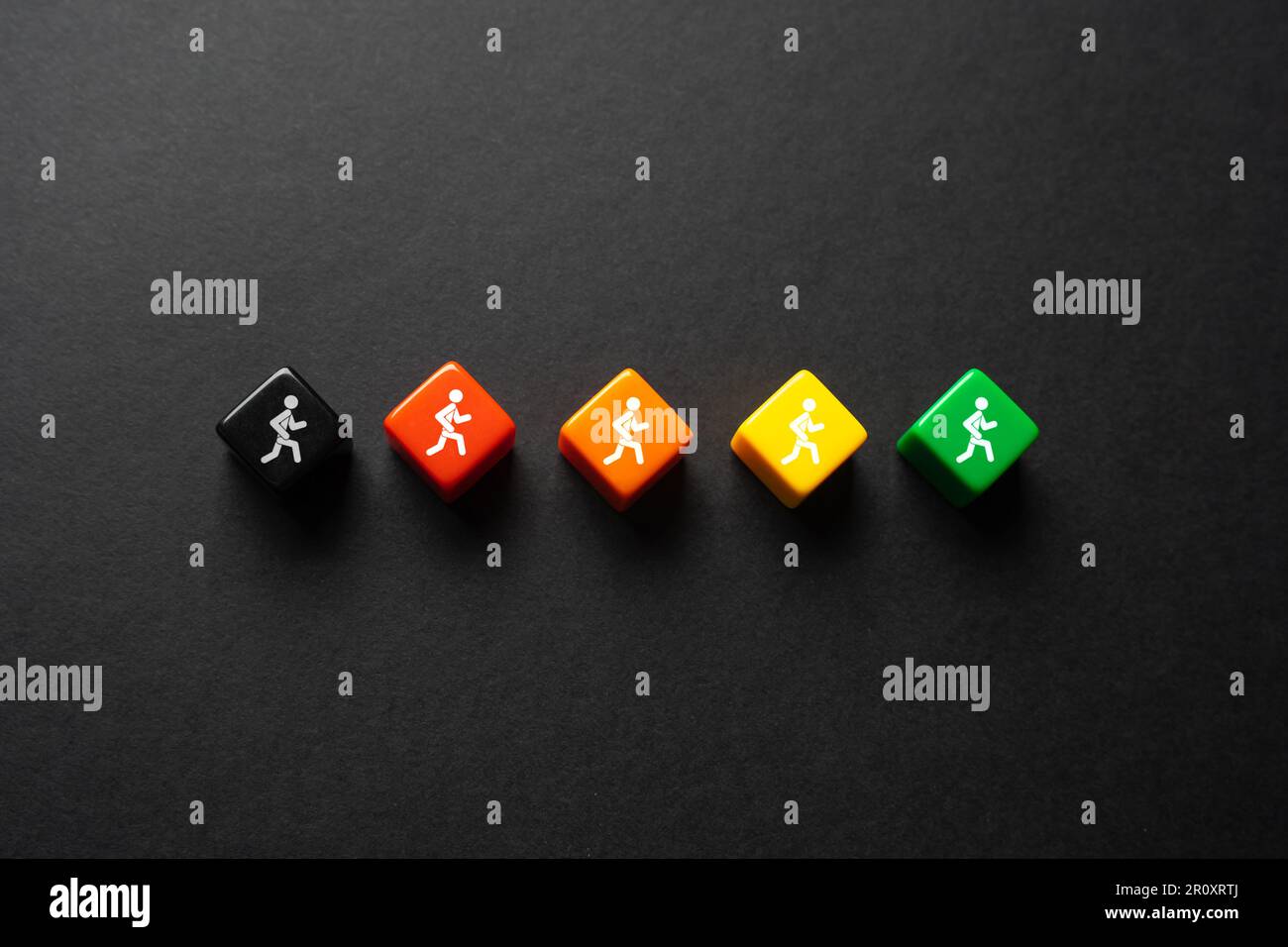 Running figures of people on the blocks. Participation in a competition ...