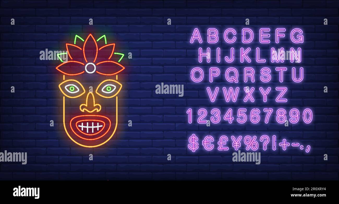 Colorful tiki idol neon sign Stock Vector Image & Art - Alamy