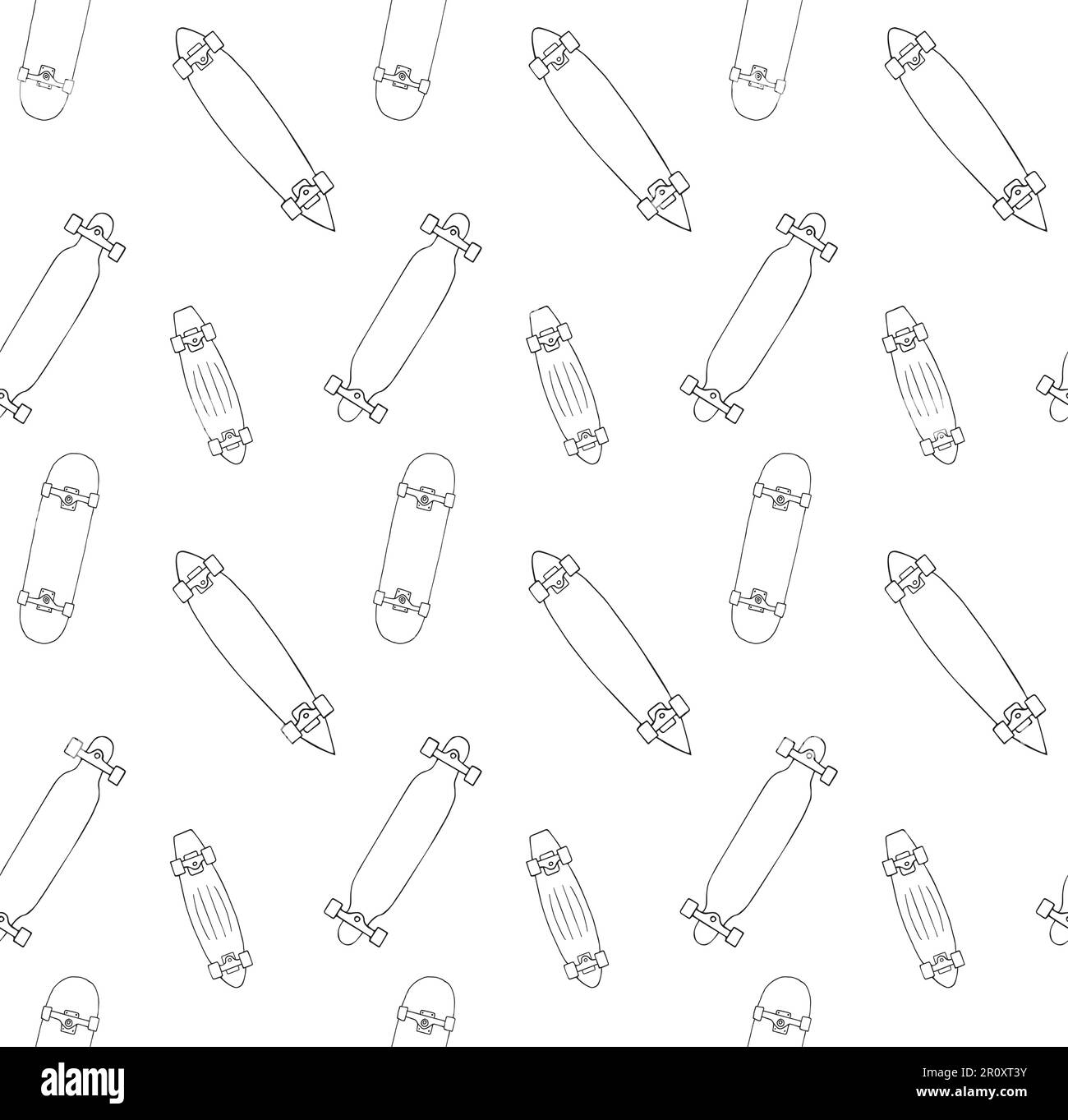 Vector seamless pattern of hand drawn skateboard Stock Vector Image ...