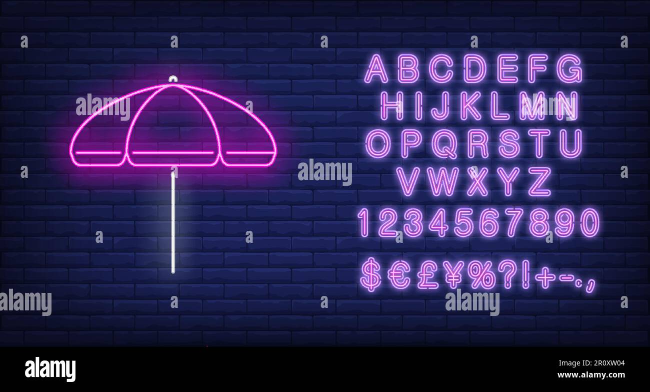 Bright beach umbrella neon sign Stock Vector Image & Art - Alamy