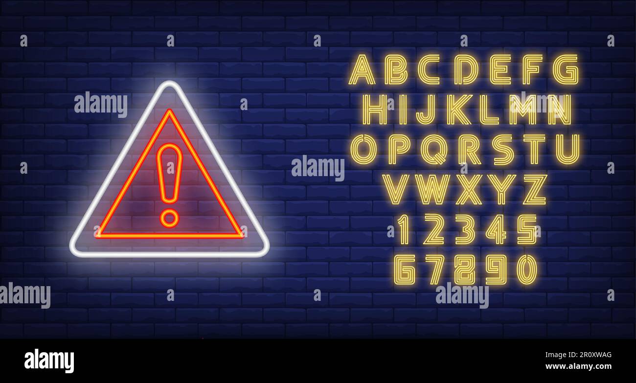 Warning road neon sign Stock Vector Image & Art - Alamy