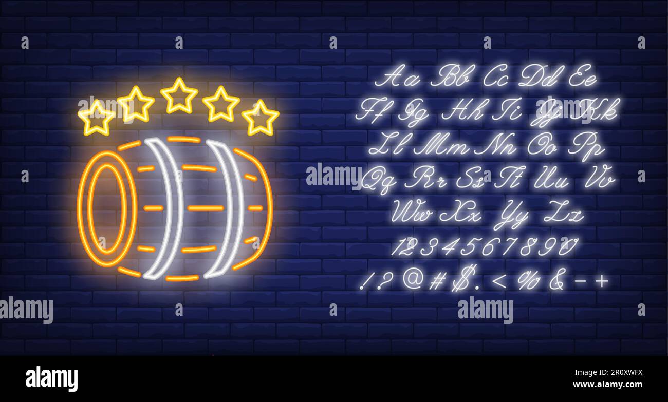 Wooden barrel with five stars neon sign Stock Vector Image & Art - Alamy