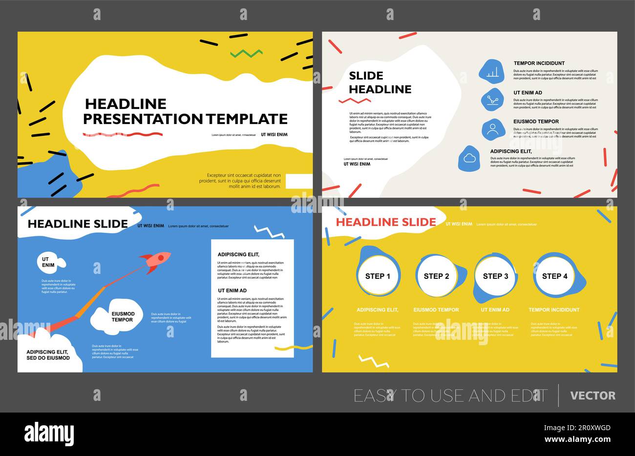 Creative presentation templates elements on a blue background. Vector ...