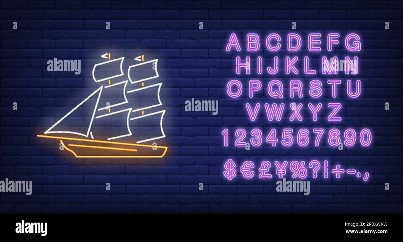 Old sailing ship neon sign Stock Vector Image & Art - Alamy