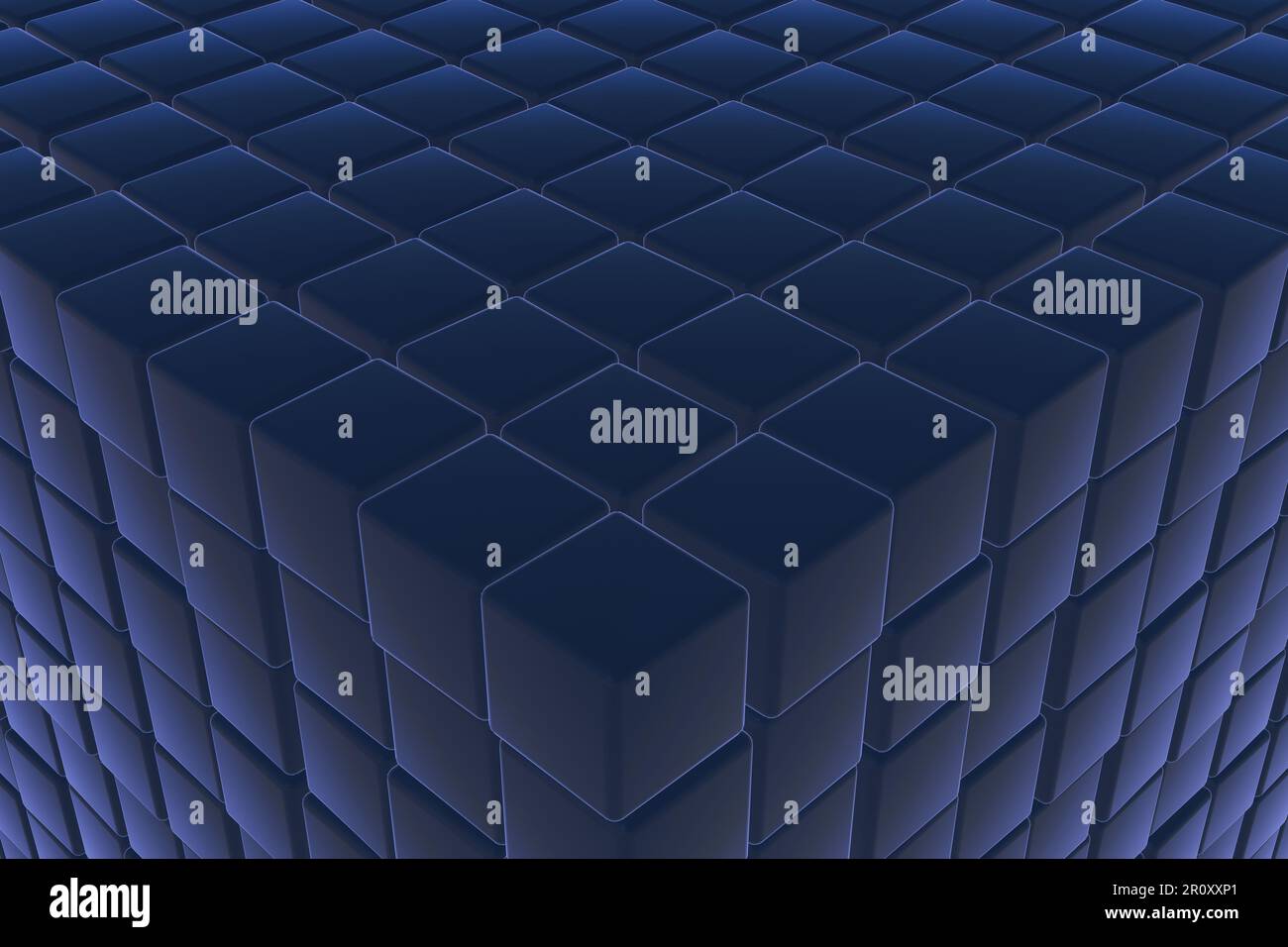 Stack of naval blue cubes with neon glowing edges. Illustration as a ...