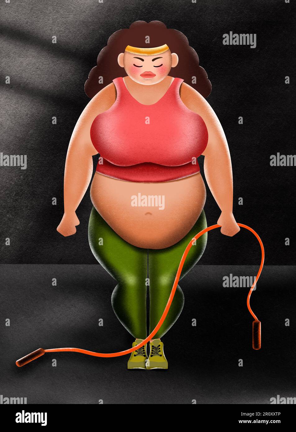 Fat woman gym cartoon illustration hi-res stock photography and images ...
