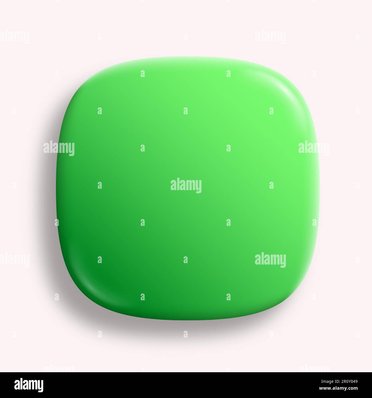 App icon superellipse, glossy pastel vector background. 3D squircle button with green ...