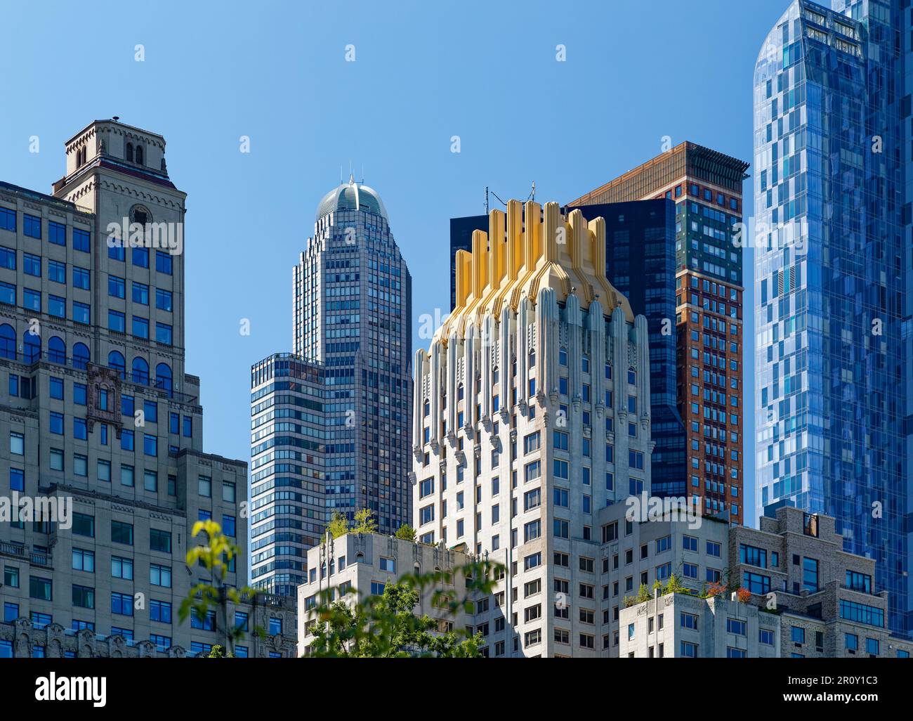 The gold-colored crown of Trump Parc condominiums stands out in this ...