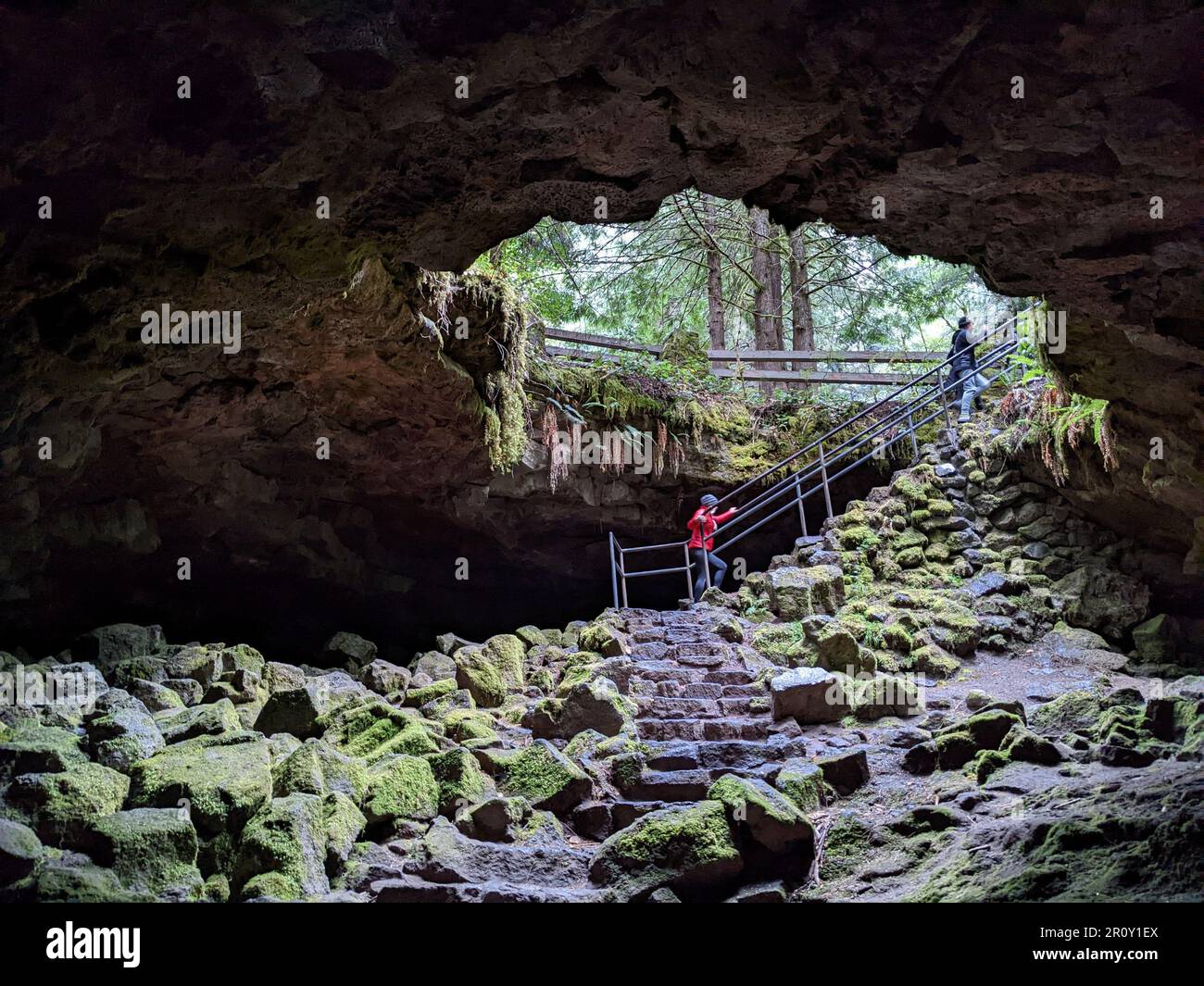 A shot of the inside of the Ape Cave in Washington State, USA Stock ...