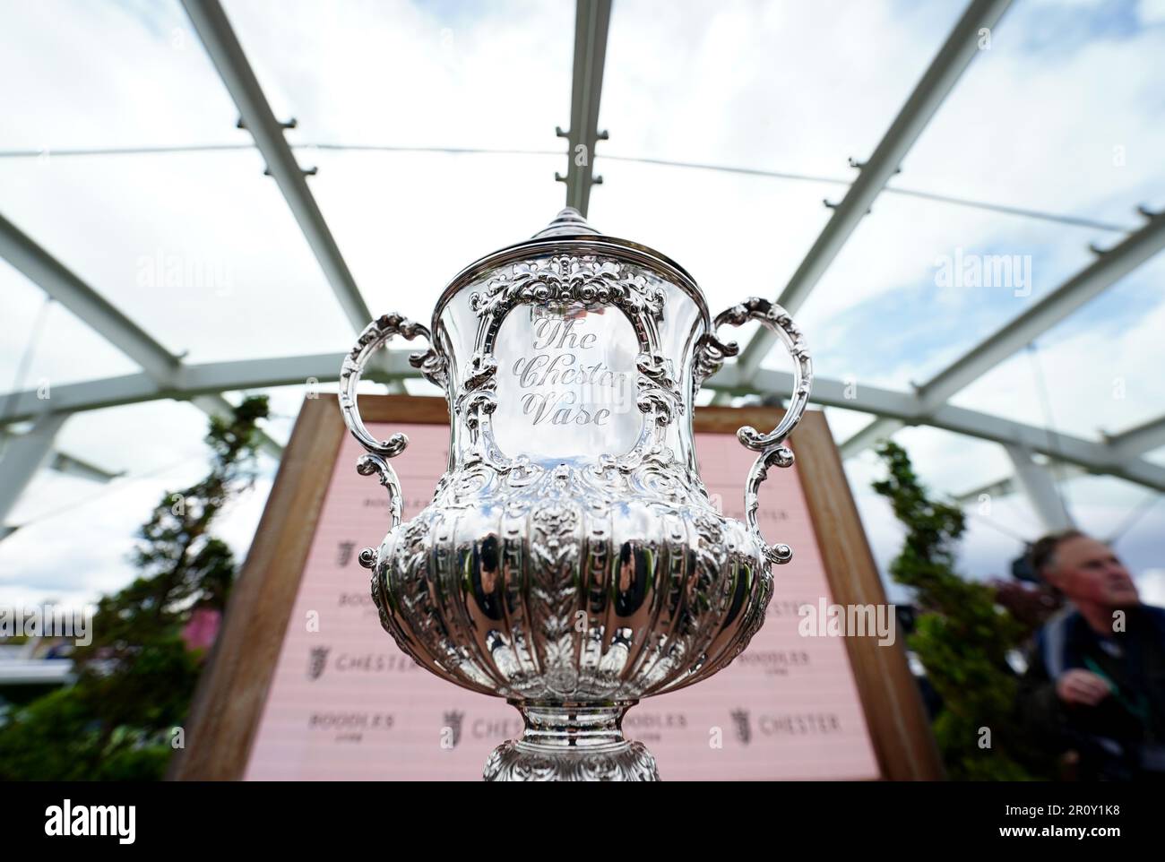 A general view of The Chester Vase trophy during the Boodles May ...