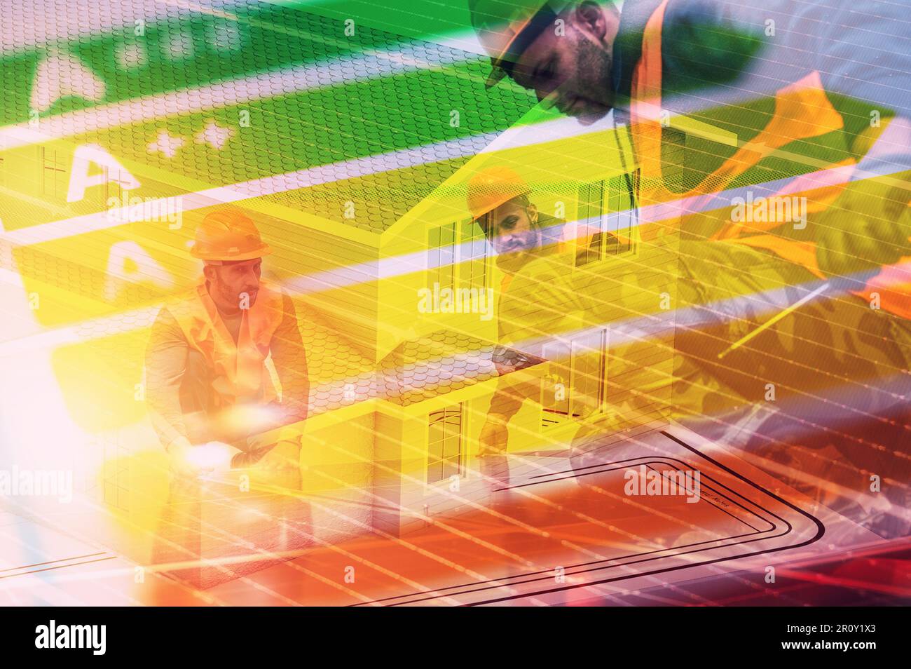 Qualified workers during the installation of photovoltaic systems Stock ...