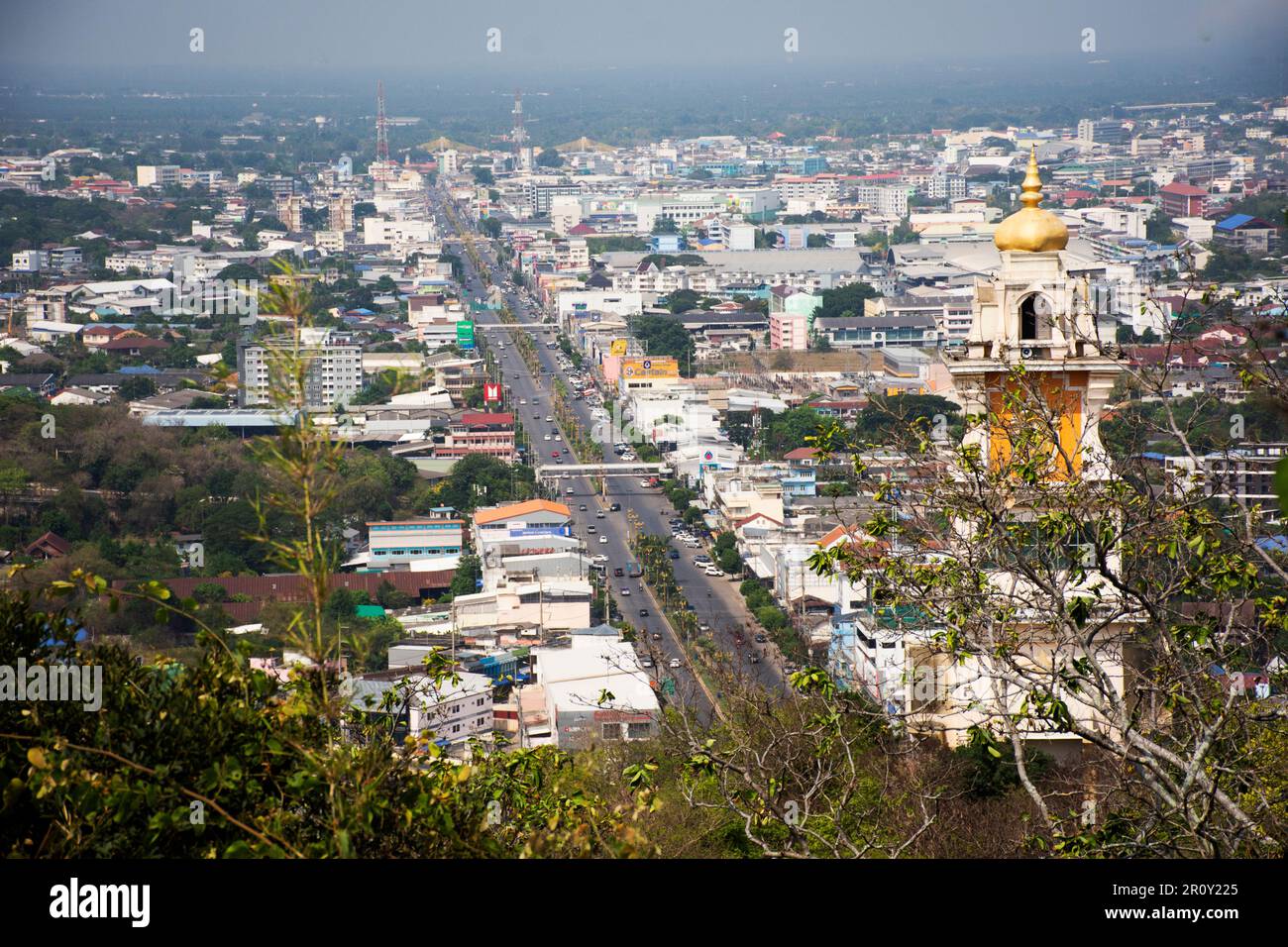 Aerial view landscape cityscape of Ratchaburi city and house home with ...