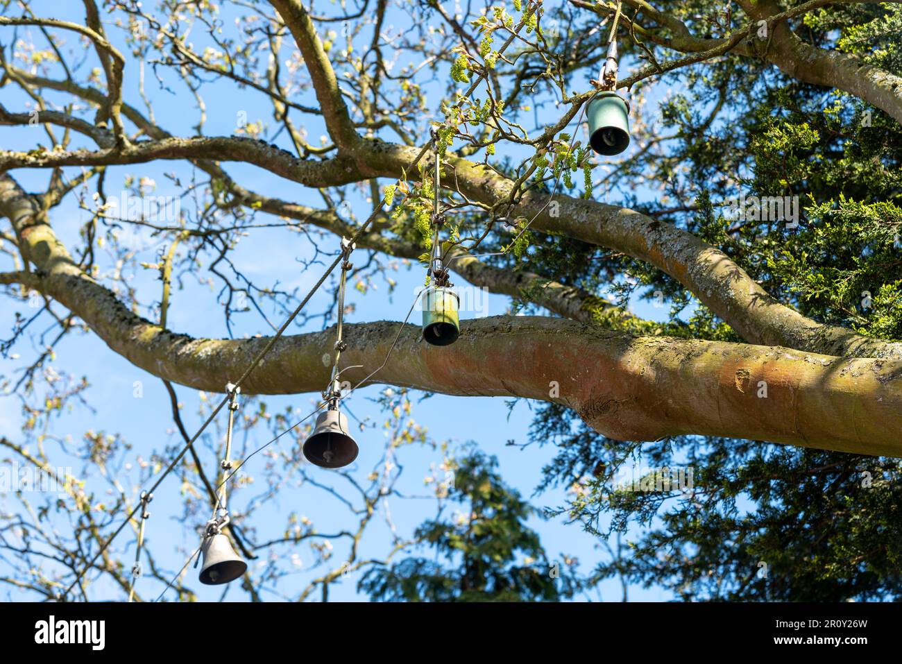 Old disused warning bells over the Church Lane Crossing on the Greater ...