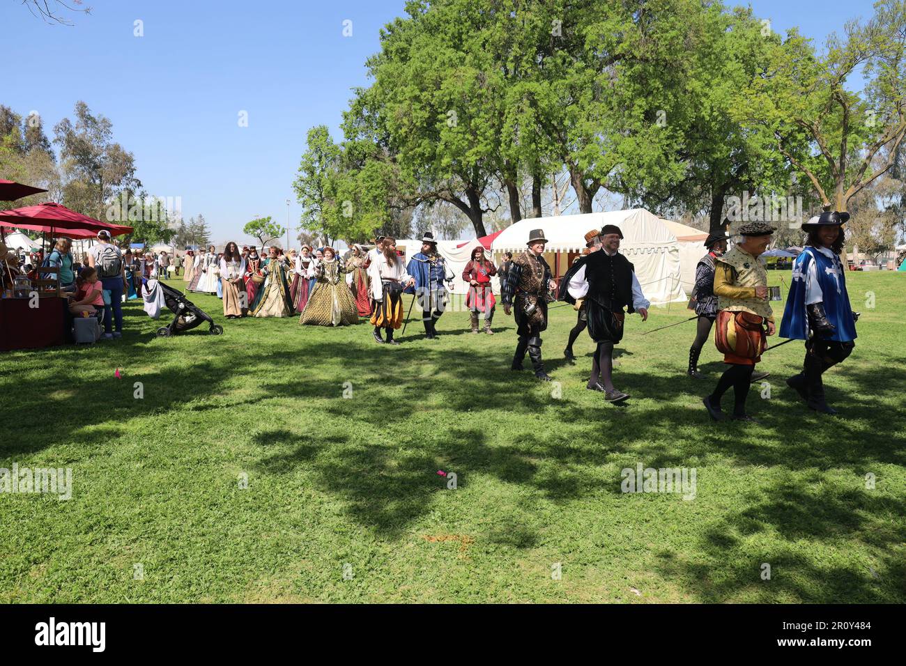 4-15-2023: Visalia, California: Royals parade, in period costumes at a ...