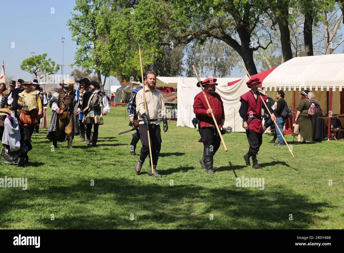 4-15-2023: Visalia, California: Royals parade, in period costumes at a ...