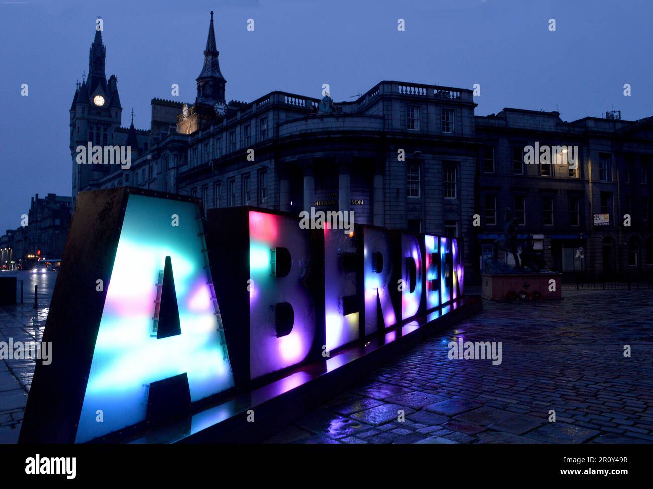 ABERDEEN, SCOTLAND - 9 MAY 2023: The new Aberdeen sign installed on the ...