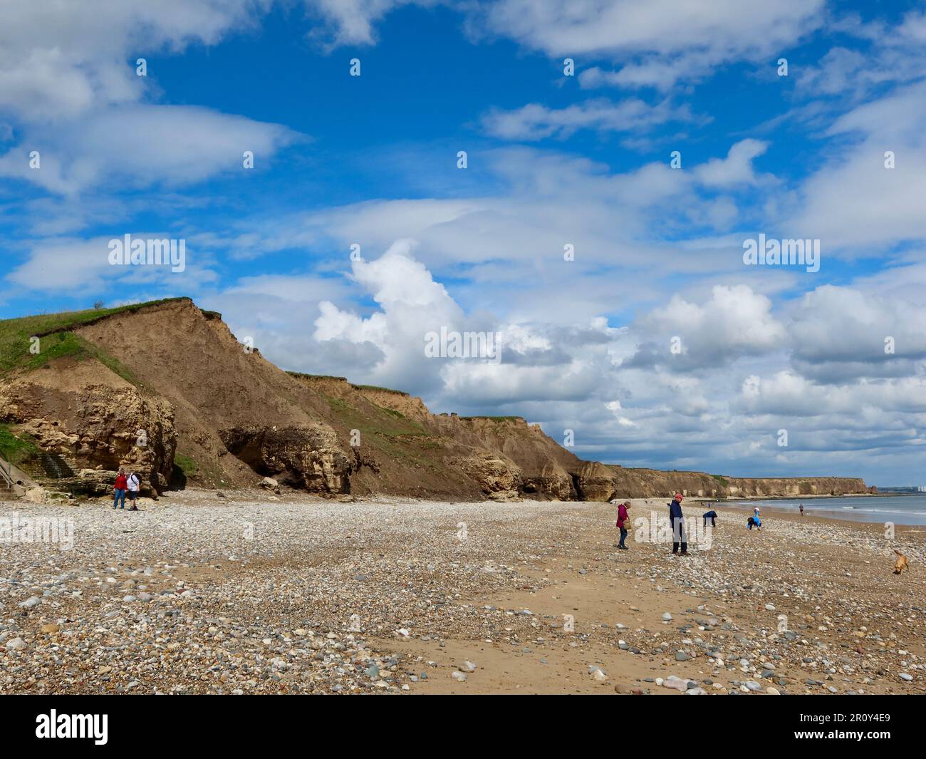 Seaham North Beach, Durham, UK - 10 May 2023 : Bright spring afternoon ...