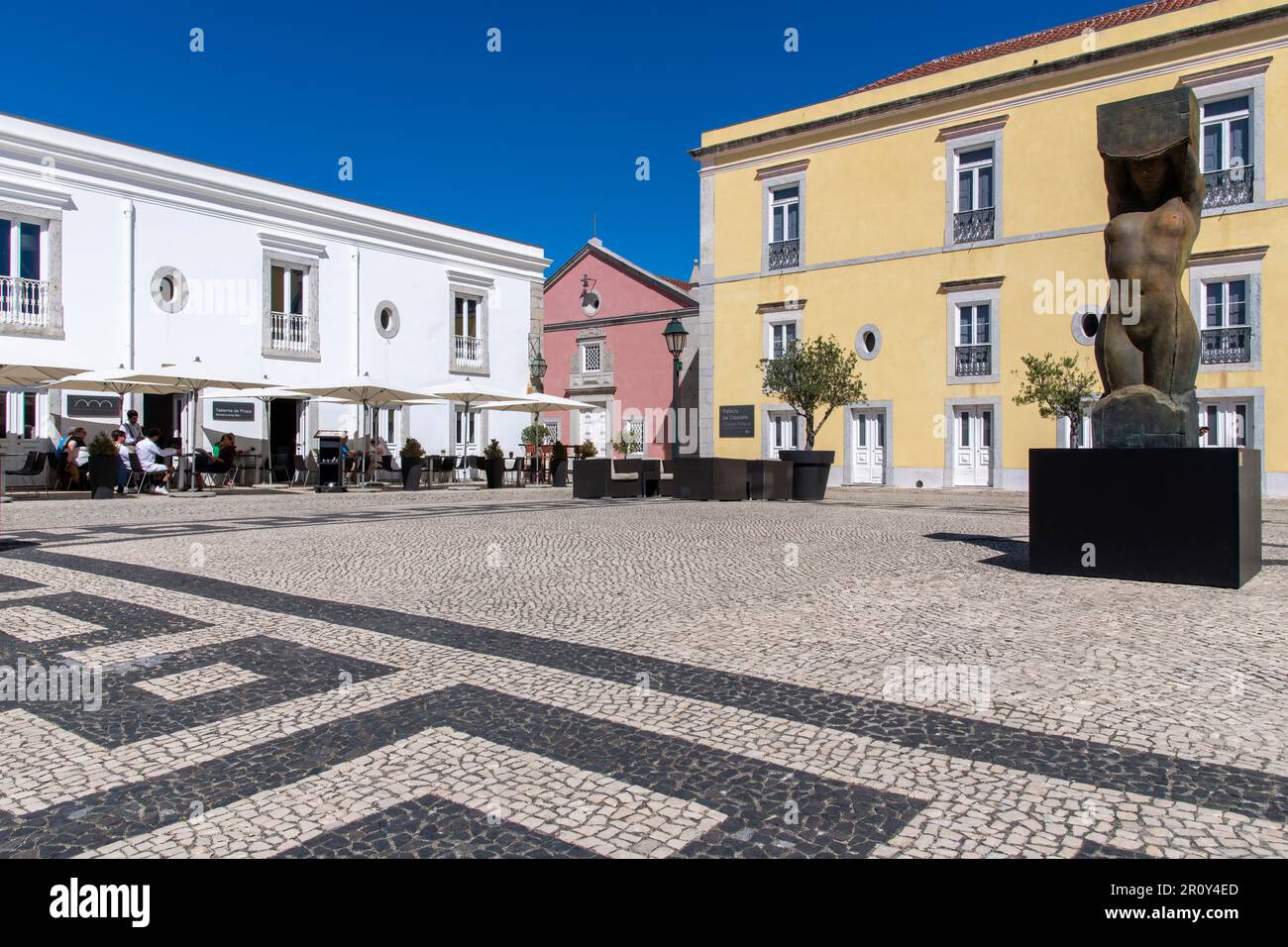 Cascais, Portugal-October 2022; Low angle view over the courtyard of ...