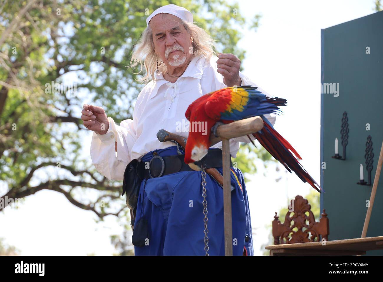 4-15-2023: Visalia, California: People in period costumes doing a ...