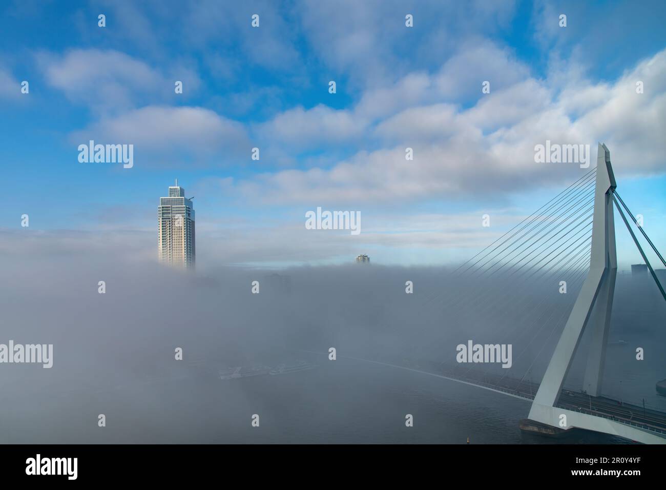 Rotterdam, The Netherlands-November 2022; View of the top of the modern ...