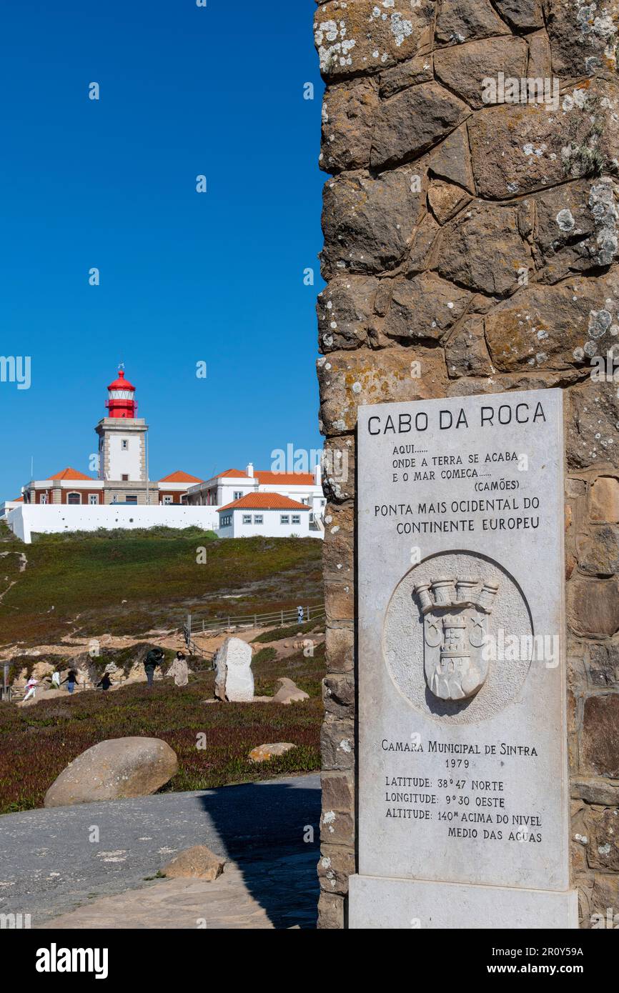 Cascais, Portugal-October 2022; Close up view of plaque on monument ...