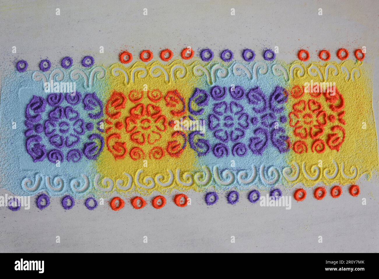 Beautiful multicolored Rangoli design. Border rangolis handmade sand ...